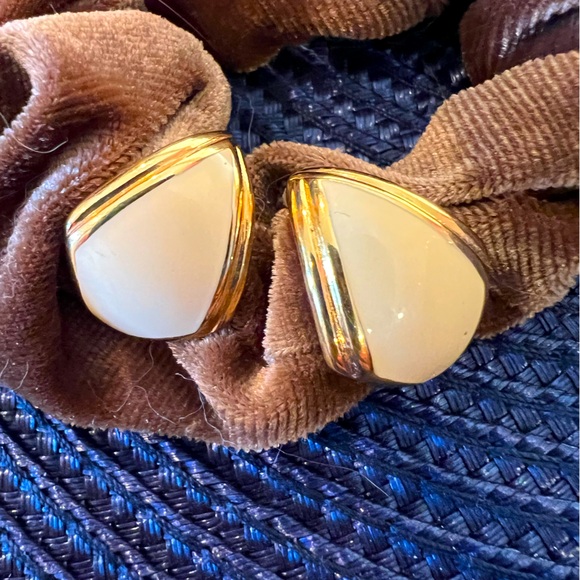 Monet | Jewelry | Vintage Monet Cream Enameled With Gold Pierced ...